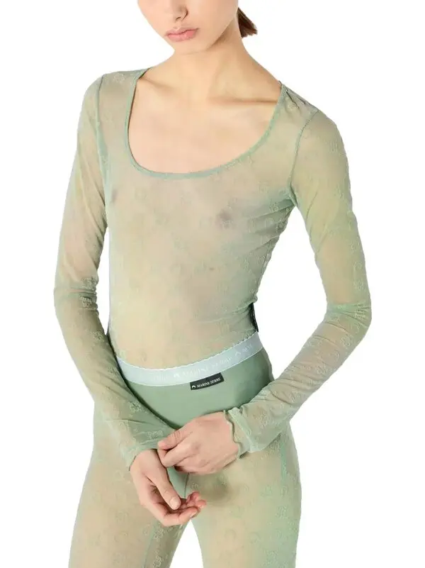 MARINE SERRE Moonogram Sheer T-shirt - Green
