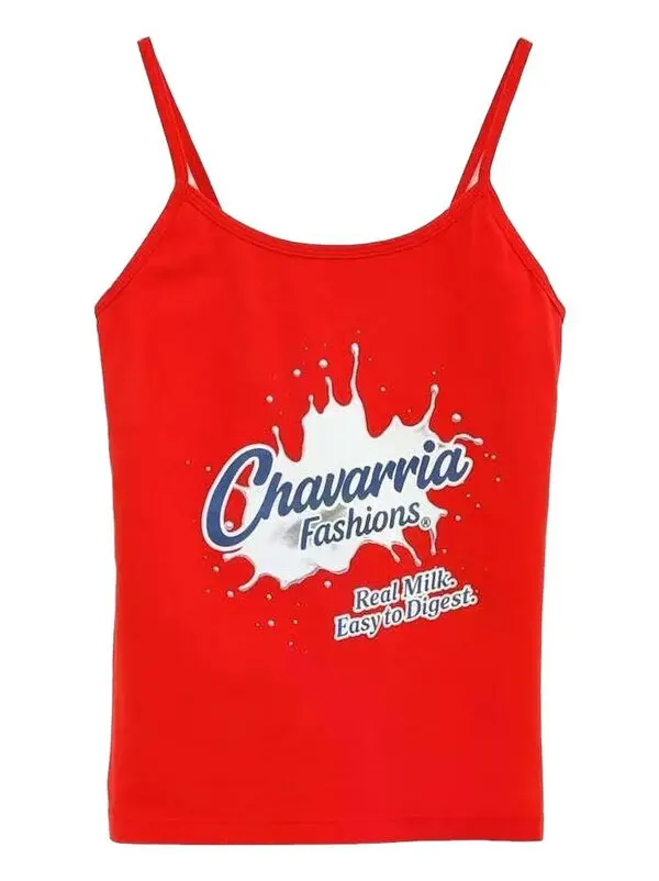 WILLY CHAVARRIA Graphic Print Spaghetti Strap Tank Top - Red