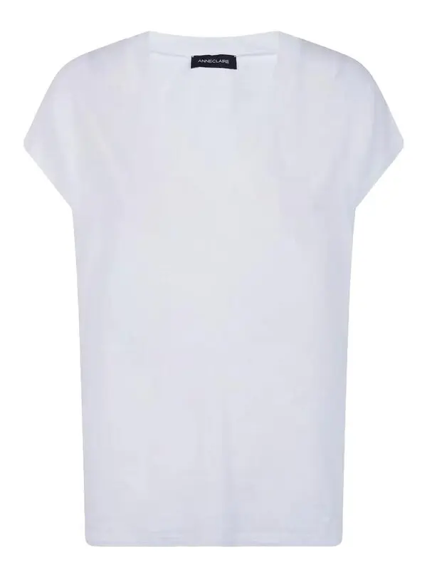 ANNE CLAIRE V-neck Short-sleeve T-shirt - White