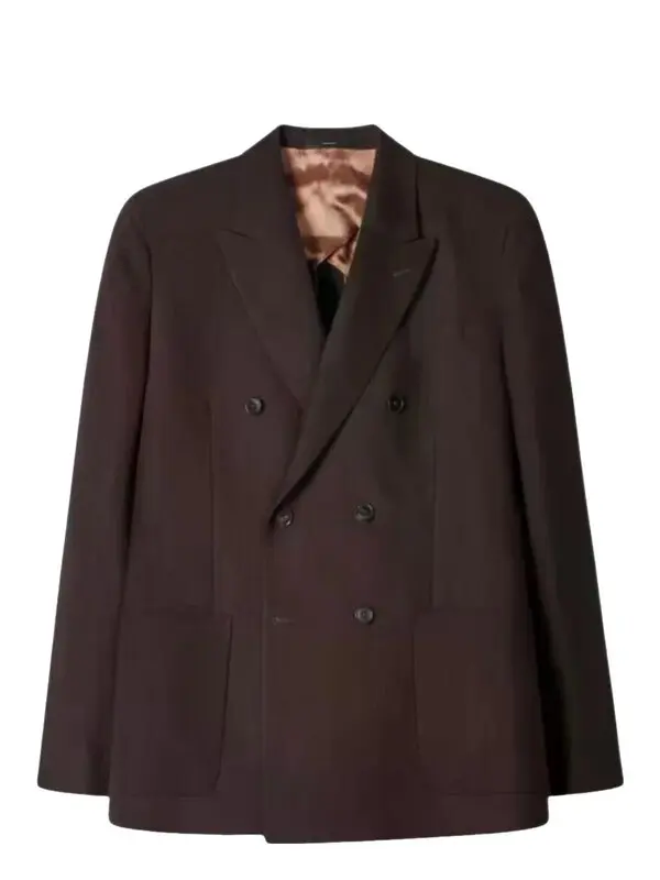 Paul Smith Double-breasted Linen Blazer - Purple