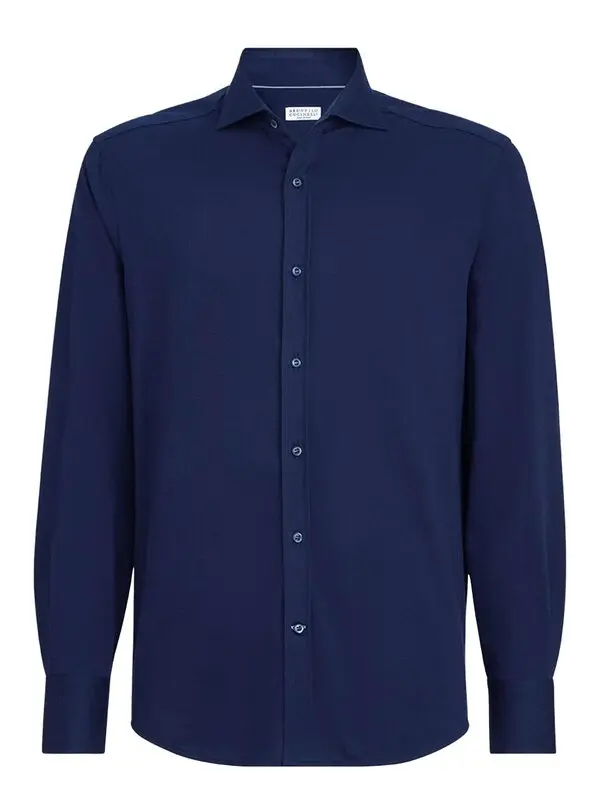 Brunello Cucinelli Cotton Piqué Shirt - Blue