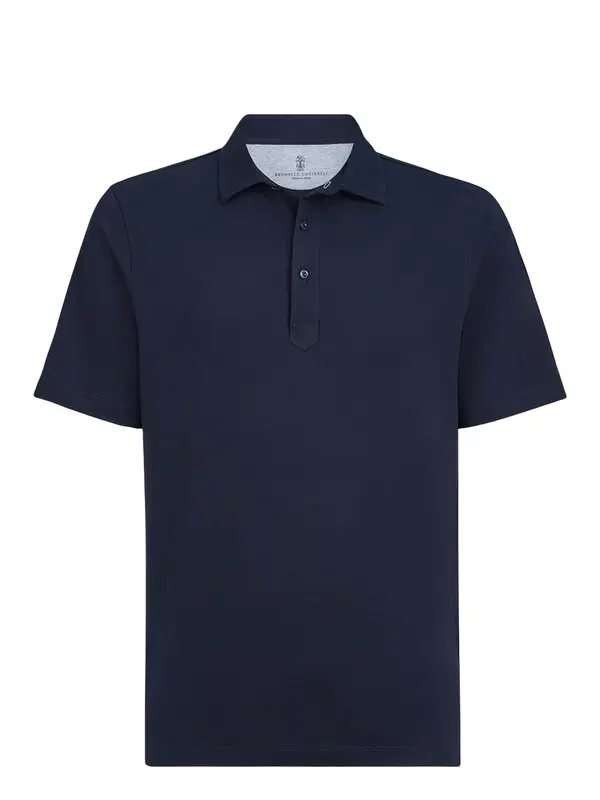 Brunello Cucinelli Cotton Jersey Polo Shirt - Blue