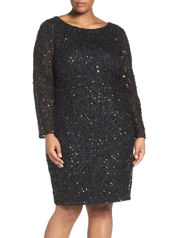 Adrianna Papell Embellished Cocktail Sheath Dress - Black