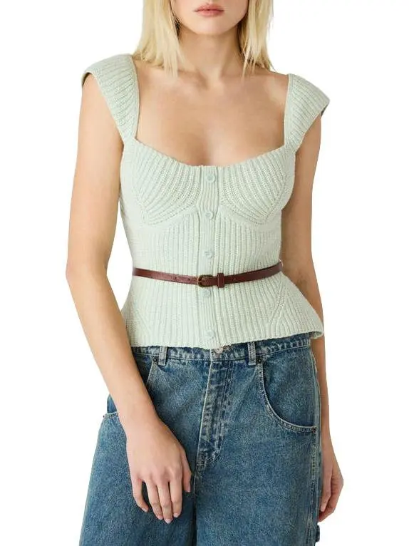 Steve Madden Preslee Belted Sweater Tank - Powder Puff