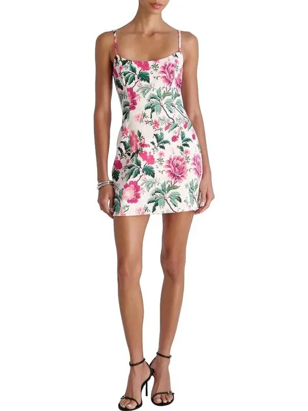 French Connection Christa Floral Satin Minidress - Pink Icing