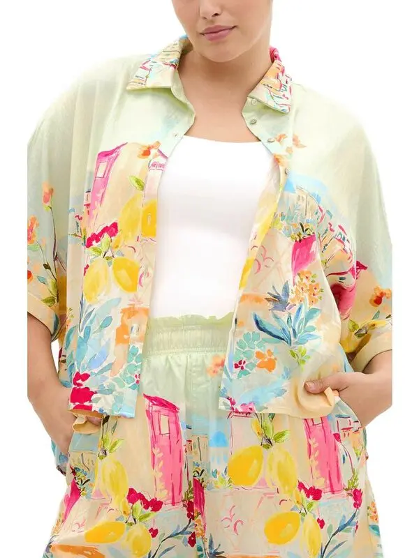 City Chic Relaxed Fit Button-up Shirt - Sorrento Summer