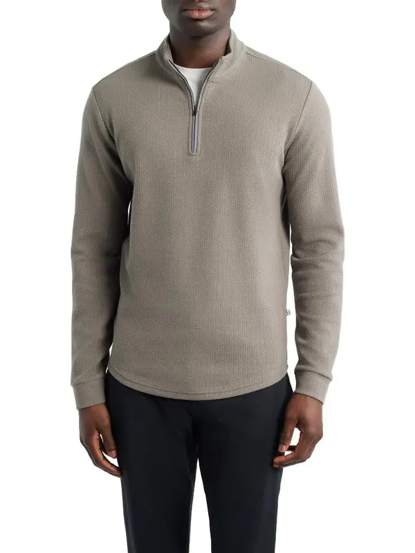 SWANNIES Luke Cotton Blend Performance Quarter Zip Pullover - Driftwood