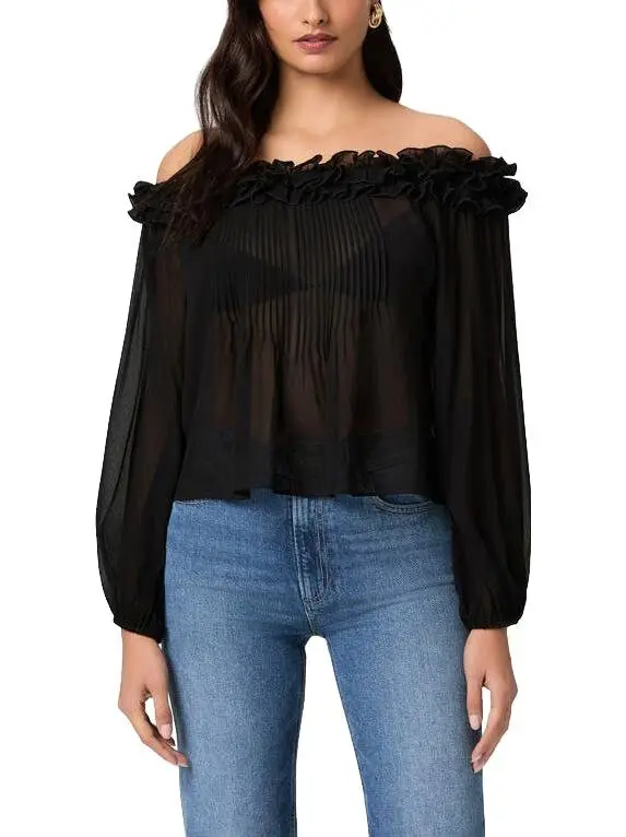 Paige Off-the-shoulder Silk Top - Black