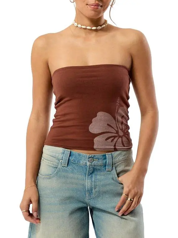PACSUN Hibiscus Tube Top - Brown