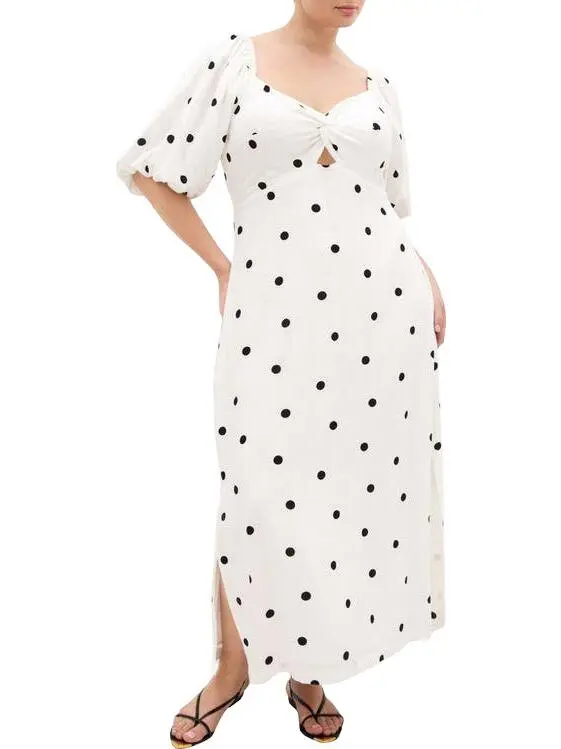 City Chic Nala Dot Maxi Dress - Black Polka Dot