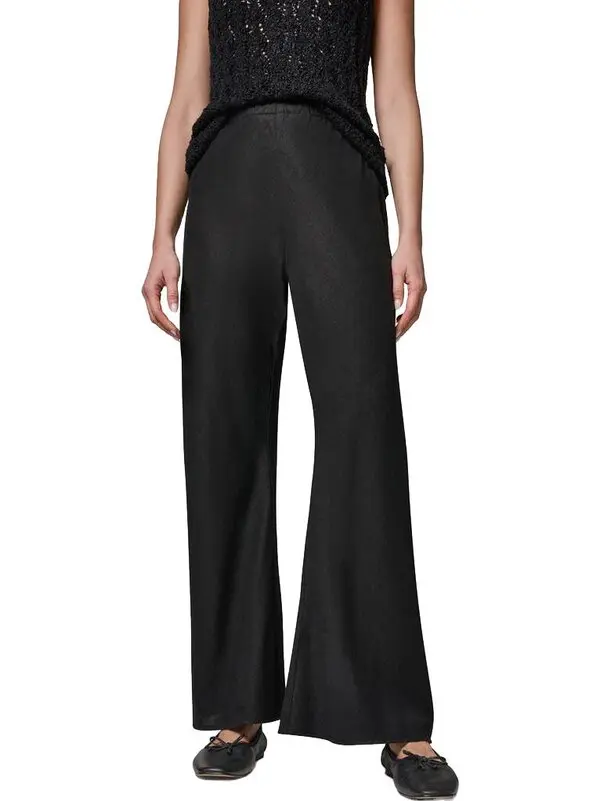 Donna Karan New York Linen Blend Wide-leg Pants - Black