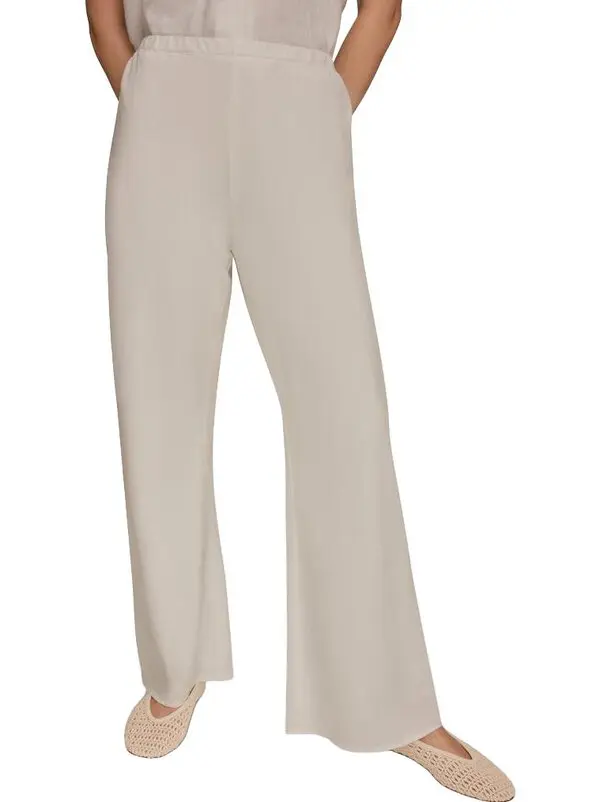 Donna Karan New York Linen Blend Wide-leg Pants - Cream