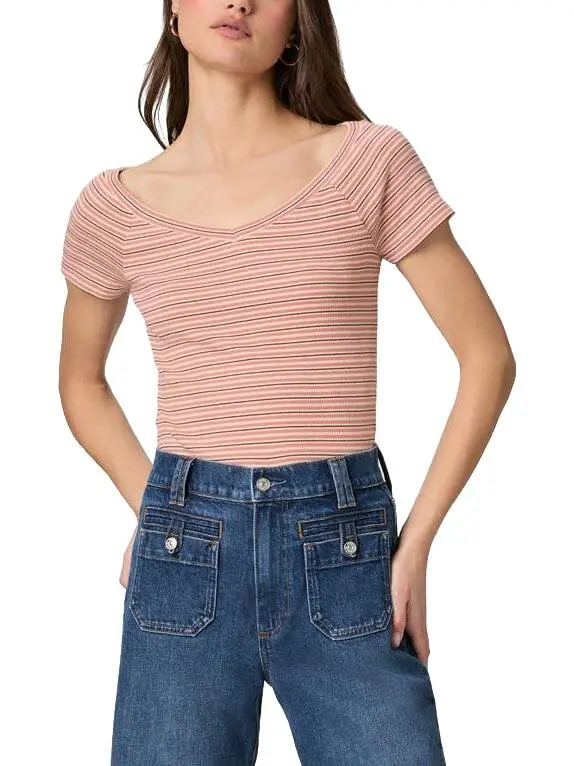 Paige Leita V-neck Top - Peach Tea Multi