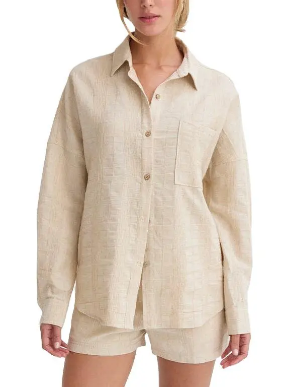 CRESCENT Stripe Textured Linen Shirt - Oatmeal