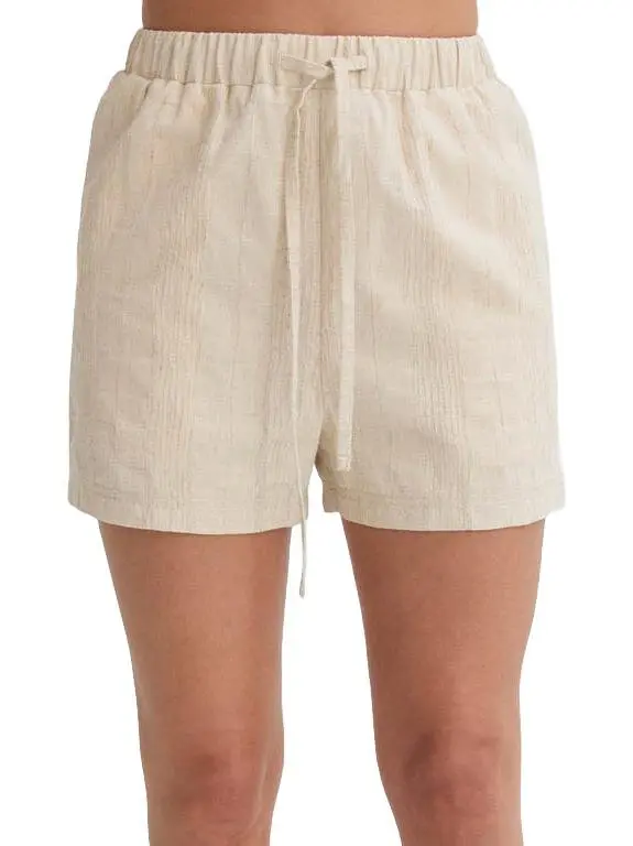 CRESCENT Stripe Textured Linen Shorts - Oatmeal