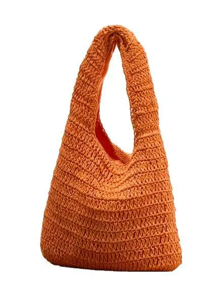 CRESCENT Mini Woven Top-handle Bag - Orange