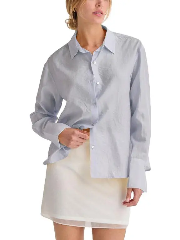CRESCENT Crinkled Tencel Button-up Shirt - Blue