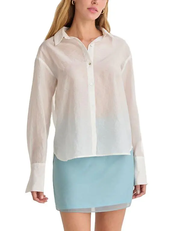 CRESCENT Crinkled Tencel Button-up Shirt - White