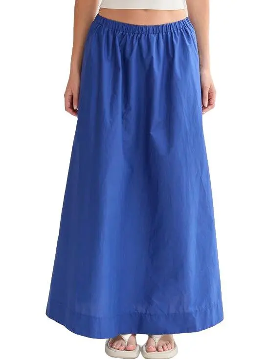 CRESCENT Gathered Poplin Maxi Skirt - Cobalt Blue