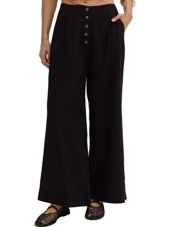 CRESCENT High-waisted Wide Leg Culotte Pants - Black