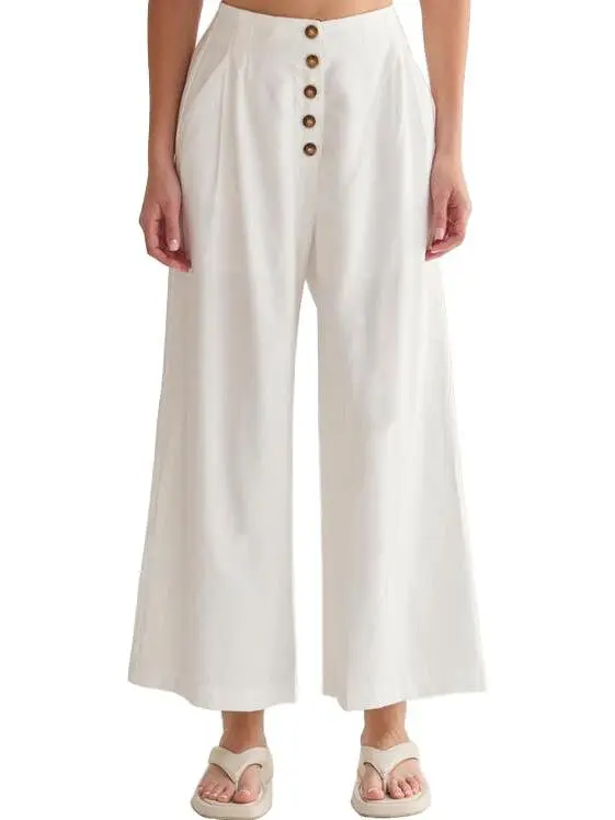 CRESCENT High-waisted Wide Leg Culotte Pants - Ivory