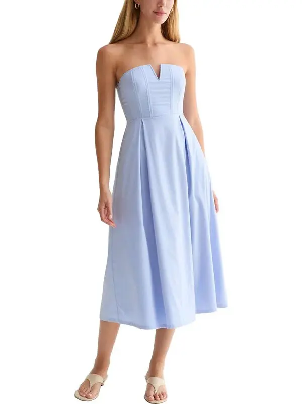 CRESCENT V-wire Modal Blend Midi Dress - Light Blue