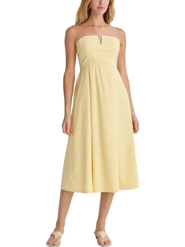 CRESCENT V-wire Modal Blend Midi Dress - Yellow