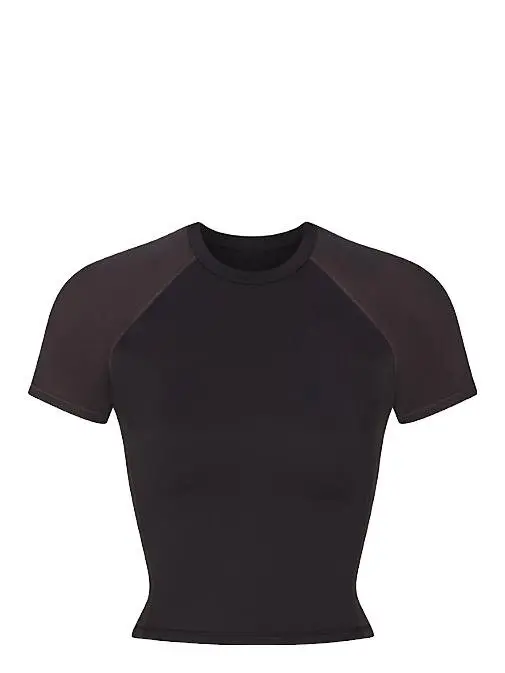 NIKESKIMS Matte Shine Cropped Baby Tee Training Top - Obsidian/igneous