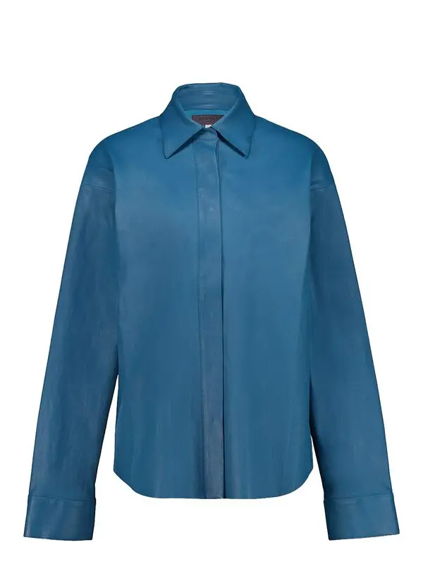 Stouls Simone Lambskin Leather Shirt - Blue