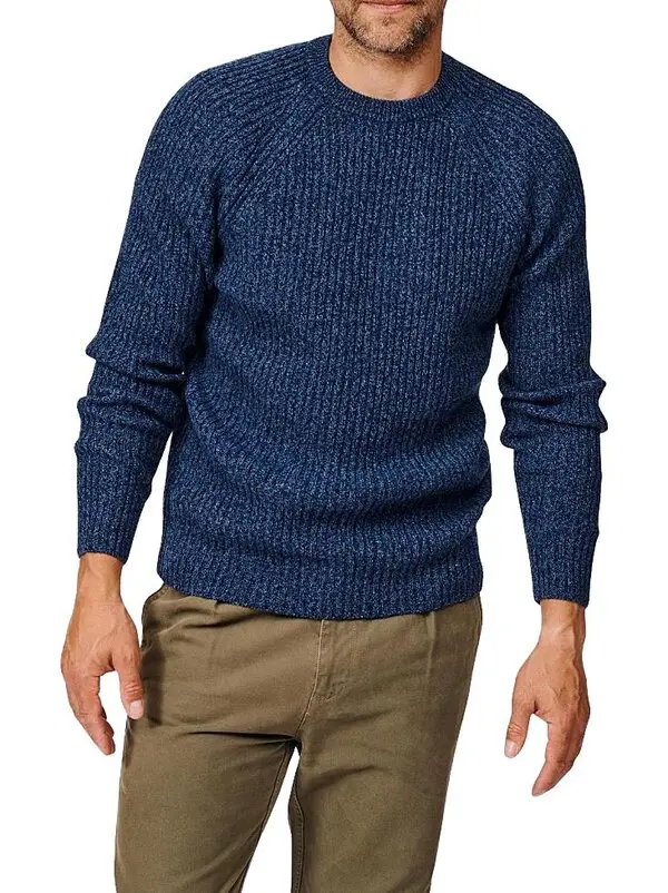Aubin Fisherman Rib Crew Neck Sweater - Blue Mix