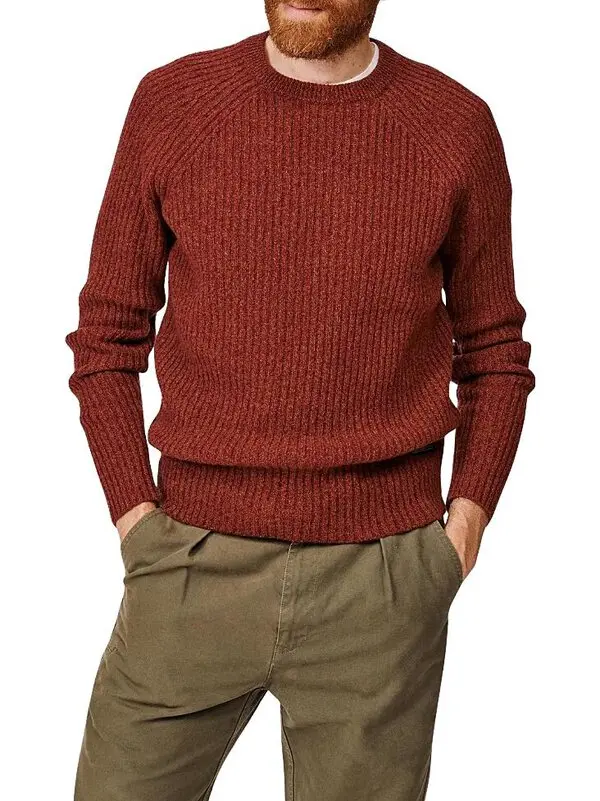 AUBIN Fisherman Rib Crew Neck Sweater - Rust Mix