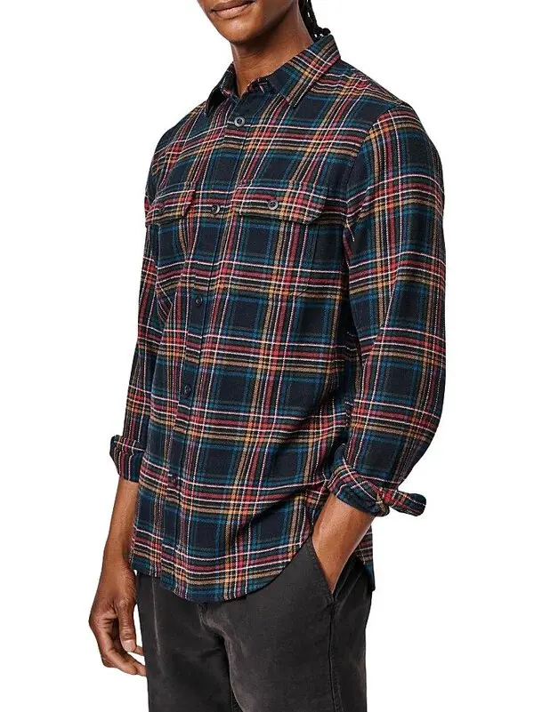 AUBIN Crowle Button Up Flannel Shirt - Black Check
