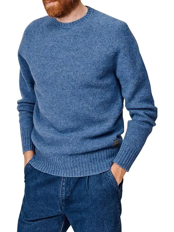 Aubin Prestwick Shetland Crew Neck Sweater - Mid Blue