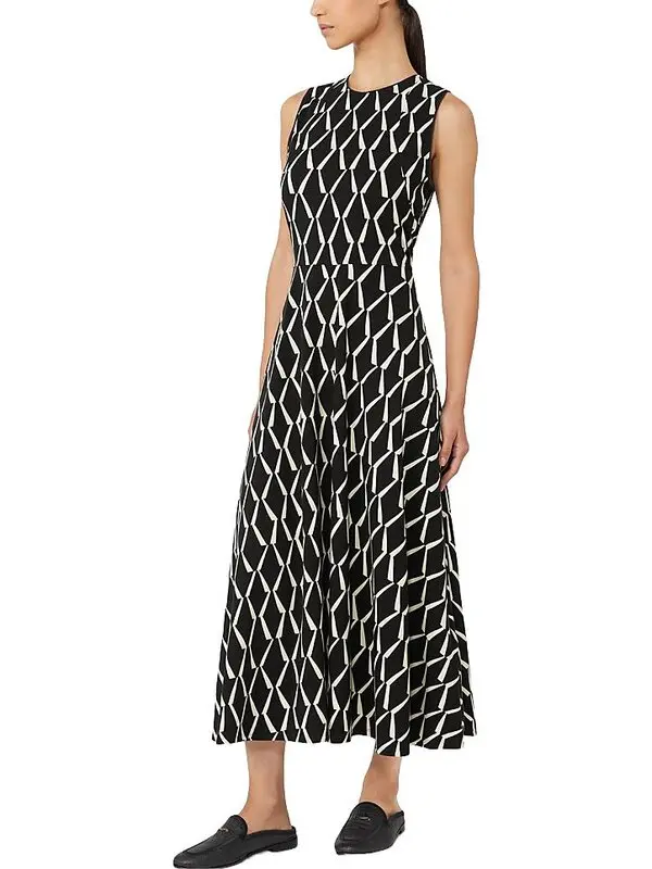 Max Mara Mxmlampara Sleeveless Geometric Print Midi Dress - Black