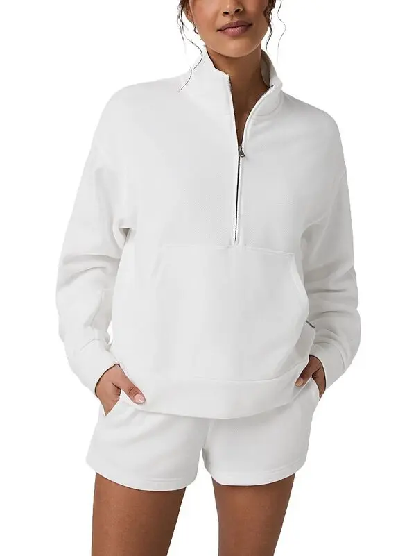 Vuori Pique Fleece Half Zip Sweatshirt - White
