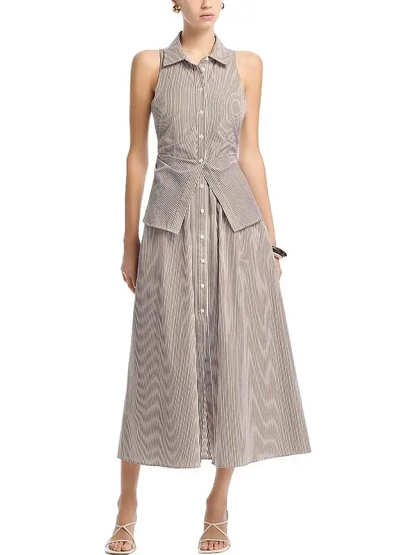 Tanya Taylor Hannah Shirt Dress - Acorn/optic White