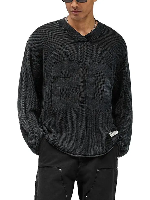 REPRESENT Knitted Varsity Jersey Sweater - Grey