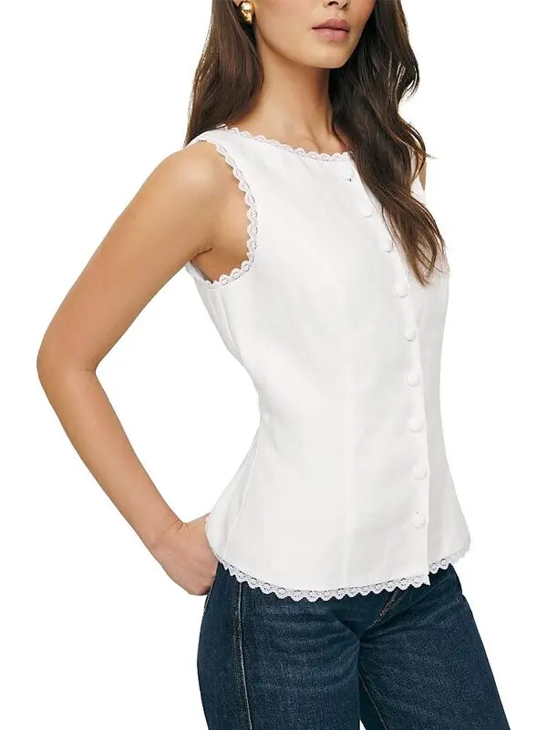 REFORMATION Amela Linen Top - White