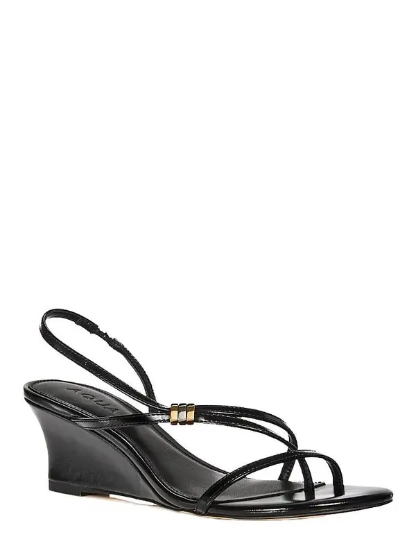 Aqua Zoya Wedge Heel Sandals - Black