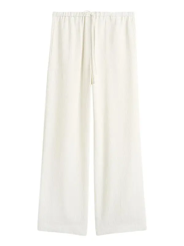 TOTEME Woven Stripe Drawstring Pants - Meringue