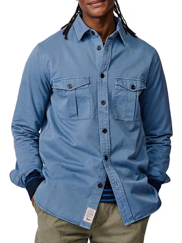 Aubin Long Sleeve Cole Twill Overshirt - Blue