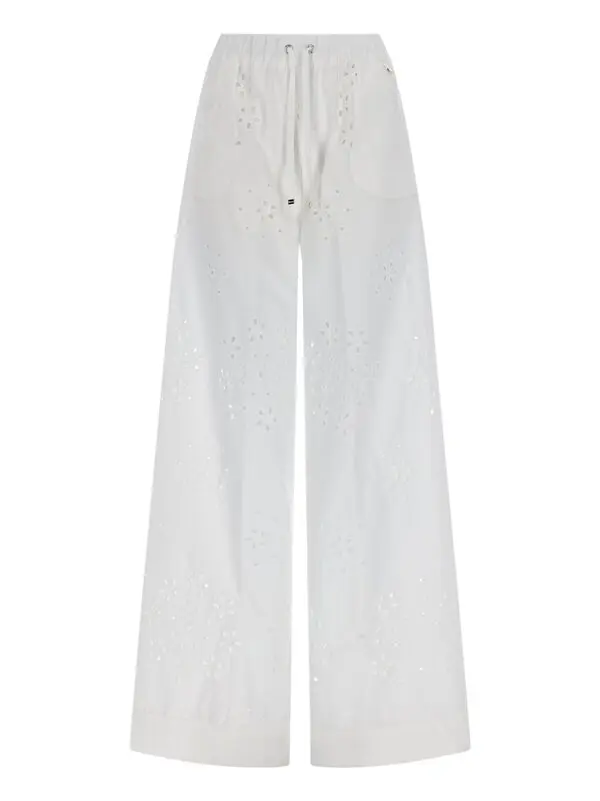 Herno Pantalone Traforato Con Ricamo Sangallo - White