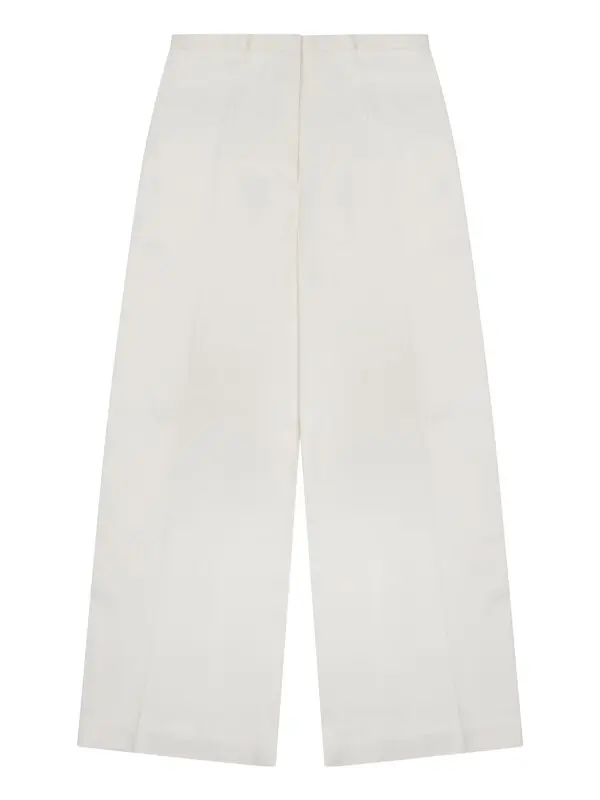 Alberta Ferretti Pantalone In Twill Di Viscosa - White