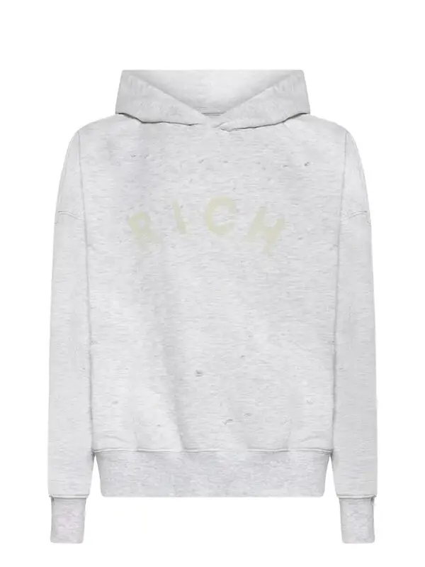 John Richmond Distressed Hoodie - Grey