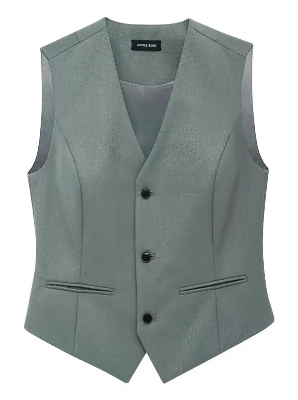 ANINE BING Mario Buttoned Vest - Green