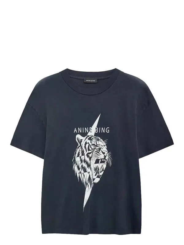 ANINE BING Wagner Tiger-graphic T-shirt - Blue