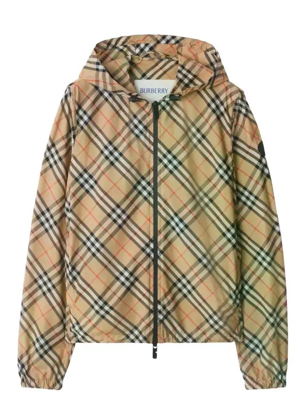 Burberry Check Hooded Jacket - Neutrals