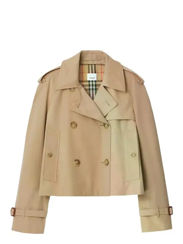 Burberry Cropped Gabardine Mayfair Trench Jacket - Neutrals