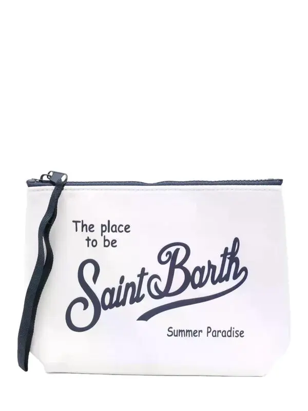 MC2 SAINT BARTH Aline Lettering Makeup Clutch - White