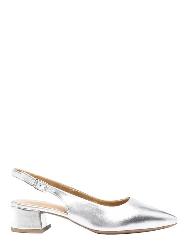 TAMARIS Leather Slingback Pumps - Silver